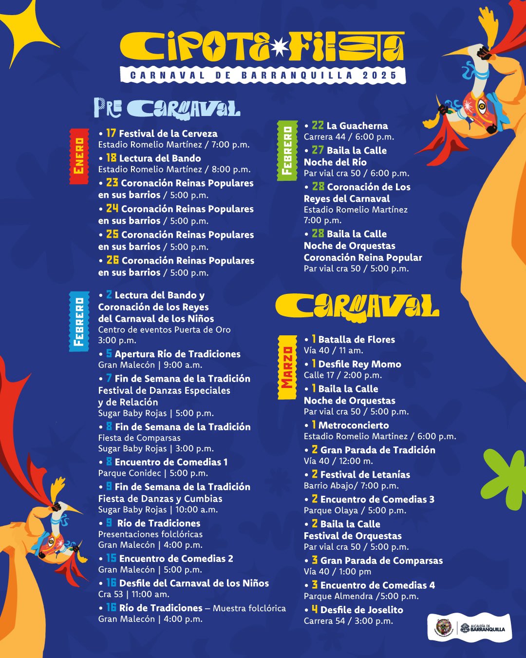 Esta es la programación del Carnaval de Barranquilla 2025 - Primera Linea